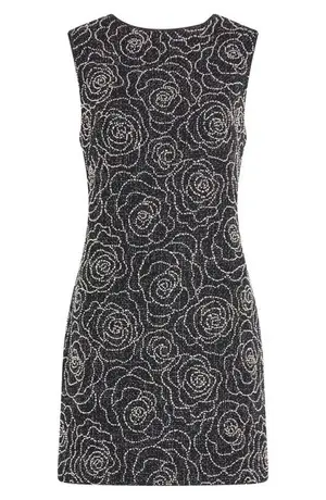 MILLY Ivette Beaded Minidress - Black/silver