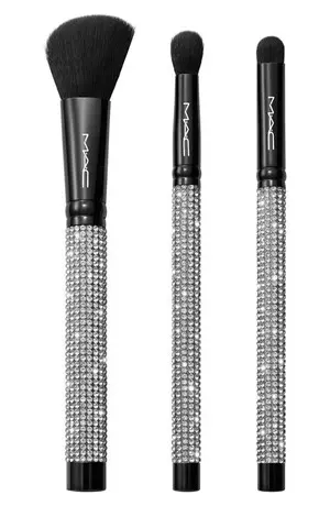 MAC COSMETICS Finishing Touch Brush Kit $104 Value - Silver/black
