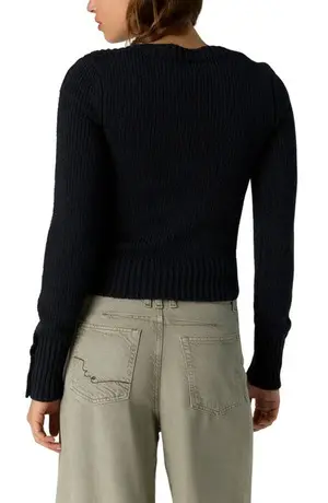 Free People Mila Ribbed Pullover Sweater - Black
