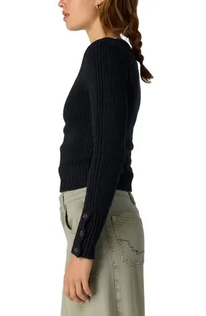 Free People Mila Ribbed Pullover Sweater - Black