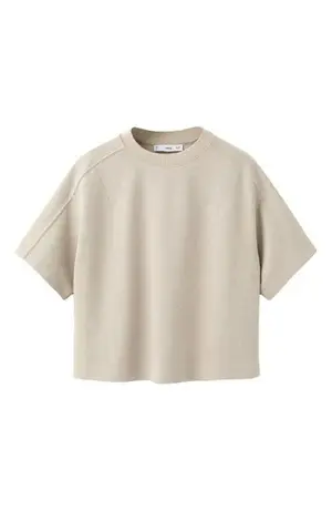 Mango Seam Detail T-shirt - Ecru