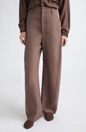 LEMAIRE Curved Seam Wide Leg Pants - Nutmeg