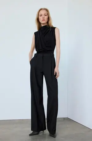 Mango Chiffon Drape Sleeveless Top