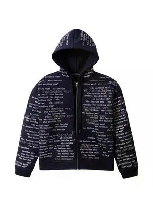 WHO DECIDES WAR Scripture Zip-up Hoodie - Blue