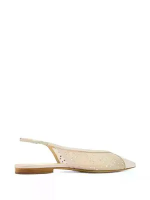 ANDREA WAZEN Ines Crystal-embellished Mesh Flat Pumps