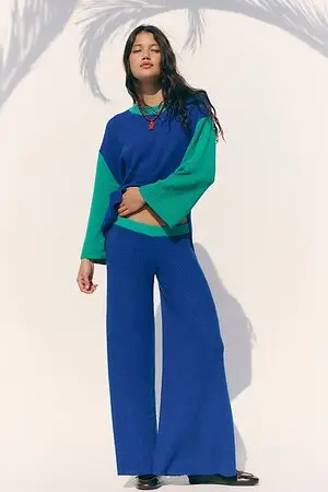 Free People Around The Block Pant Set - Bellwether Blue Combo