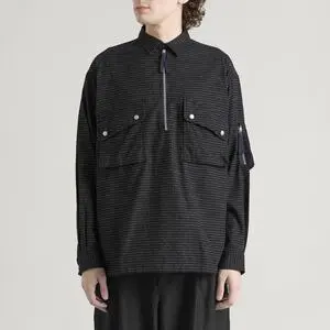 Comme Des Garçons Half Zip Micro Gingham Shirt