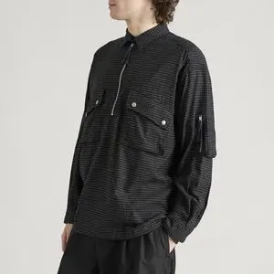 Comme Des Garçons Half Zip Micro Gingham Shirt