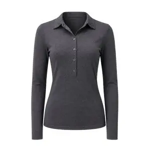 ATS THE LABEL Kian Button Collar Top - Grey