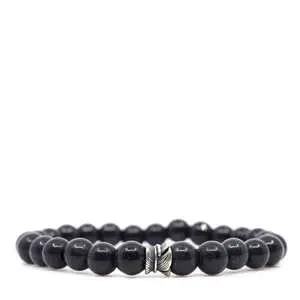 Shar Oke Black Burma Jade & Sterling Silver Bracelet