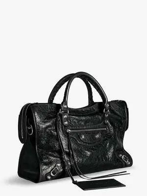 Balenciaga Le City M Leather Crossbody Bag - Black