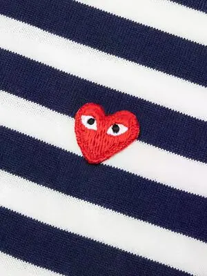 Play Comme Des Garcon Heart Patch Striped T-shirt