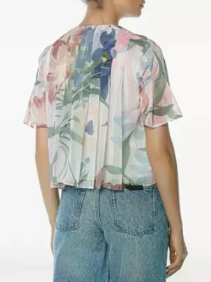 Ted Baker London Pleated Floral-print Top
