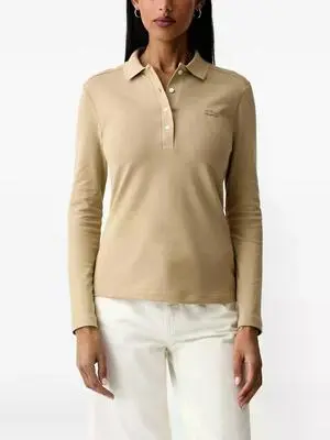 Lacoste Logo-patch Long-sleeve Polo Shirt - Neutrals
