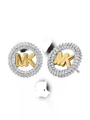 Michael Kors Small Pavé Logo-charm Two-tone Stud Earrings