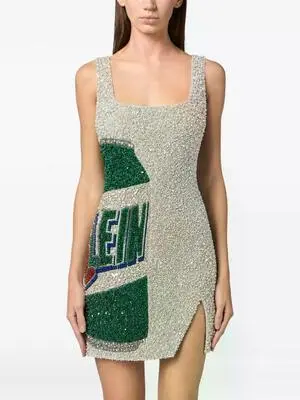 Philipp Plein Crystal-embellished Slit-detail Mini Dress