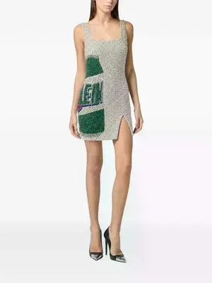 Philipp Plein Crystal-embellished Slit-detail Mini Dress