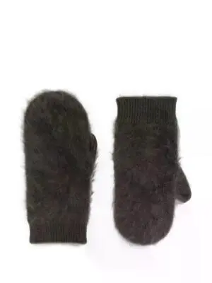 LISA YANG Brushed-knit Cashmere Mittens - Brown