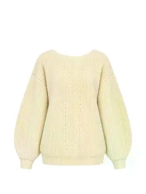 SEMICOUTURE Open-back Ribbed-knit Jumper - Neutrals
