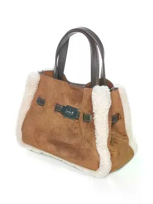 Dkny Bryar Shearling-trim Shoulder Bag - Brown
