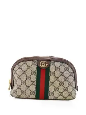Gucci Ophidia Cosmetic Case Gg Coated Canvas Large Pouch - Brown