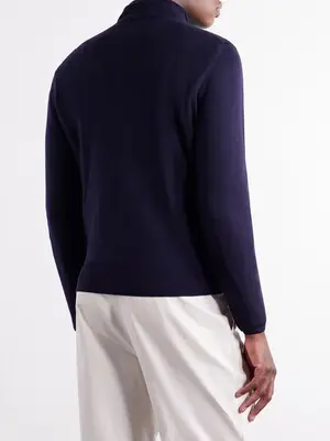 Canali Rib-trimmed Wool Half-zip Sweater