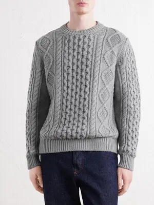 Anderson & Sheppard Aran Cable-knit Wool And Cashmere-blend Sweater