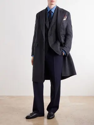 Rubinacci Herringbone Virgin Wool Coat