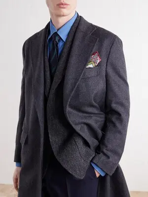 Rubinacci Herringbone Virgin Wool Coat