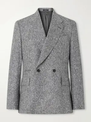 Paul Smith Double-breasted Donegal Wool-tweed Blazer - Gray