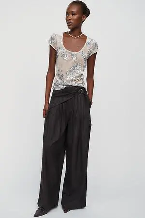 Anthropologie Maeve Embellished Scoop Neck Top