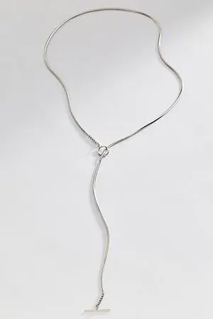 Anthropologie Toggle Lariat Necklace Silver
