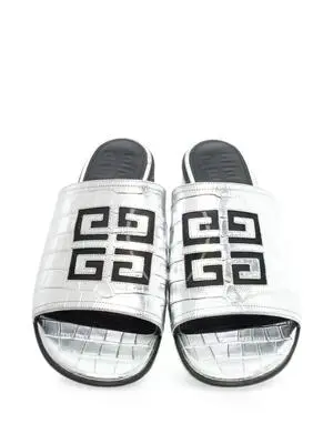 Givenchy 4g Croc-embossed Slides