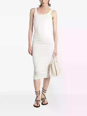 MC2 SAINT BARTH Midi Jennifer Dress In Cream Ribbed Stretch-cotton Fabric - Neutrals