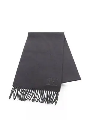 Max Mara 2020s Monogram Fringed Scarf - Grey