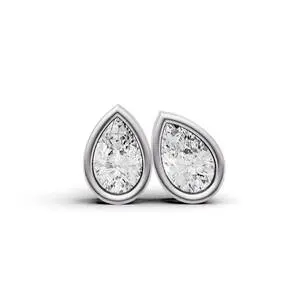 SEREIA OFFICIAL 14k Gold Studs 0.75 Carat Earrings Pear Bezel Solitaire White Gold - Silver