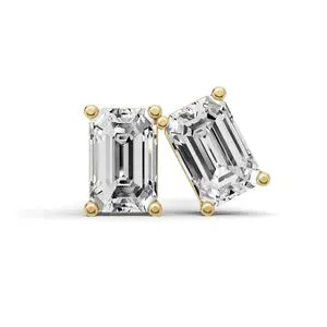 SEREIA OFFICIAL 14k Gold Studs Earrings 0.75 Ct Emerald Solitaire Gold - Yellow