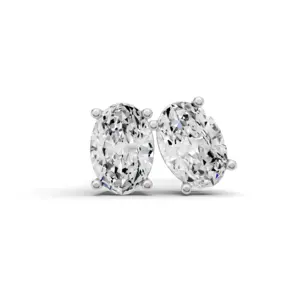 SEREIA OFFICIAL 14k Gold Studs Earrings 1 Ct Oval Prong Solitaire White Gold - Silver