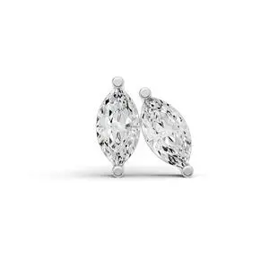 SEREIA OFFICIAL 14k Gold Studs Earrings 0.75 Ct Marquise Prong Solitaire White Gold - Silver