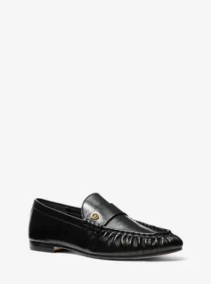 Michael Kors Jennings Crinkled Leather Loafer In Size By - Black