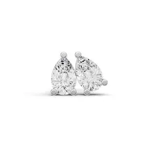 SEREIA OFFICIAL 14k Gold Studs 0.75 Ct Earrings Pear Solitaire White Gold - Silver