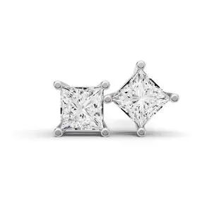 SEREIA OFFICIAL 14k Gold Studs 1 Ct Earrings Princess Solitaire White Gold - Silver
