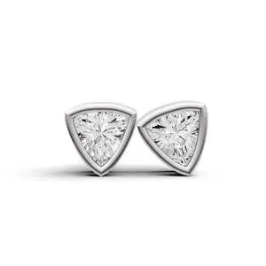 SEREIA OFFICIAL Studs Earrings 14k Gold 1 Ct Trillion Bezel Solitaire White Gold - Silver