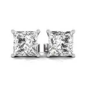 SEREIA OFFICIAL Studs 14k Gold 2 Carats The Princess Solitaire White Gold - Silver