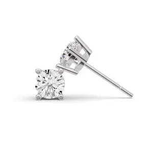 SEREIA OFFICIAL 14k Gold 1 Ct Round Studs Earrings White Gold - Silver