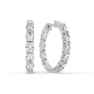 SEREIA OFFICIAL 14k Gold 2 Ct Earrings Oval Fancy Hoops White Gold