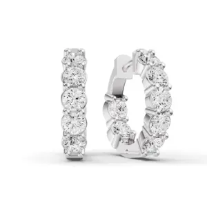 SEREIA OFFICIAL 14k Gold 2 Ct Earrings Of Sereia In & Out Diamond White Gold - Silver