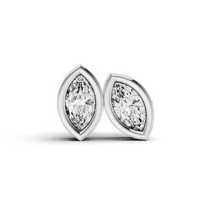 SEREIA OFFICIAL 14k Gold Studs 1 Carat Marquise Bezel Solitaire White Gold - Silver