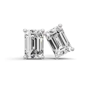 SEREIA OFFICIAL 14k Gold Studs Earrings 1 Ct Emerald Solitaire White Gold - Silver