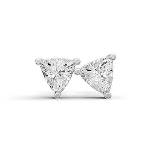 SEREIA OFFICIAL 14k Gold Studs 0.75ct Earrings Trillion Solitaire White Gold - Silver
